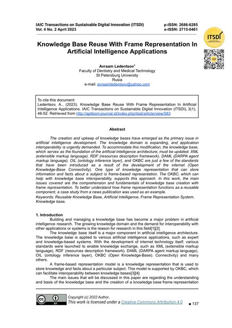 PDF Knowledge Base Reuse With Frame Representation In Artificial Intelligence Applications