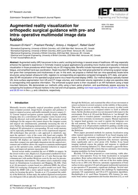 Pdf Augmented Reality Visualization For Orthopedic Surgical Guidance With Pre Andintra