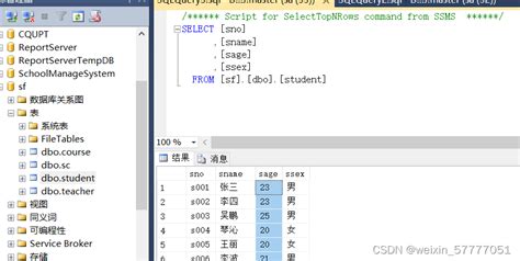 Sql Server查询数据库表信息：获取特定学生数据 Csdn博客