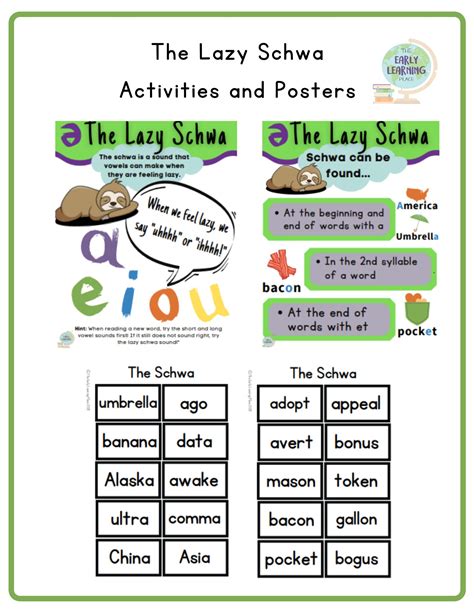 The Lazy Schwa Poster And Activities Etsy