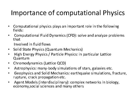 Computational Physics Course Outline A Brief Introduction Of
