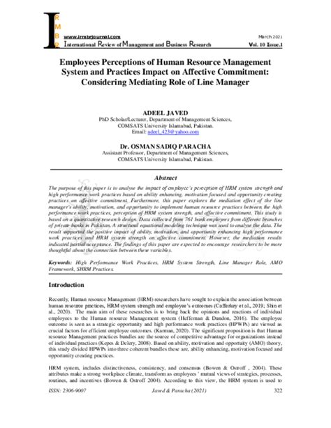 Pdf Employees Perceptions Of Human Resource Management System And