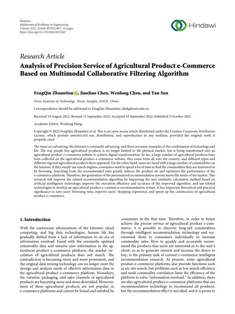 Pdf Analysis Of Precision Service Of Agricultural Product E Commerce