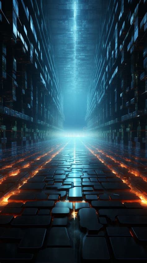 Neon Lit Digital Passage Binary Code Comes Through An Open Futuristic