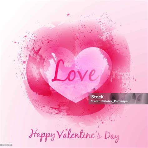 심장 배경의 핑크 수채화에 해피 발렌타인 글자 벡터 일러스트입니다 사랑 배너 포스터 인사말 카드에 대 한 디자인 요소 0명에 대한 스톡 벡터 아트 및 기타 이미지 Istock
