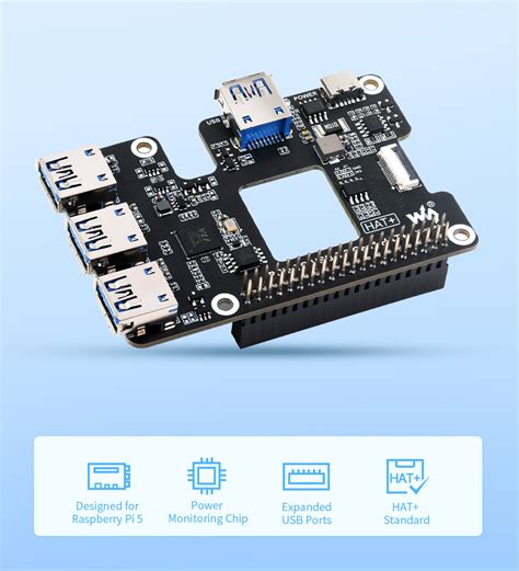 Pcie To Usb 32 Gen1 Hat For Raspberry Pi 5 Pcie To Usb Hub 4x High
