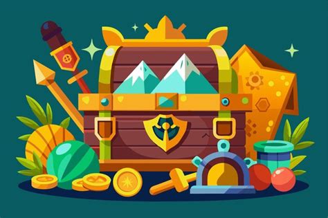 A Vibrant Treasure Chest Filled With Gems Coins And Various Adventure