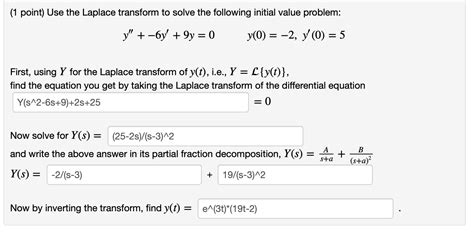 Solved 1 Point Consider The Initial Value Problem Y 36y