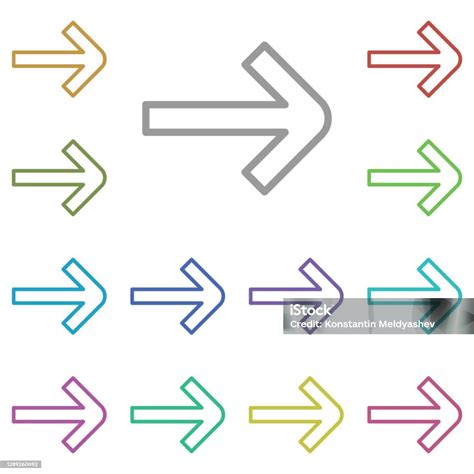 화살표 아이콘입니다 간단한 얇은 선 흰색 배경에 Ui 및 Ux 웹 사이트 또는 모바일 응용 프로그램에 대해 설정 화살표 아이콘의 윤곽 벡터 요소 날씬한에 대한 스톡 벡터