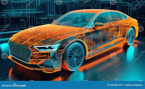 Automotive Engineer Uses Digital Tablet With Augmented Reality For Car Design Analysis And