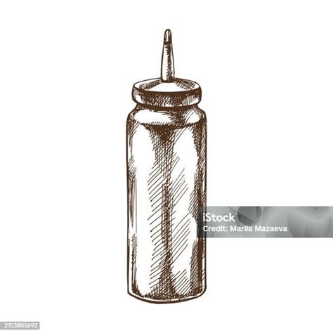 손으로 그린 흑백 벡터 스케치 병 와 케첩 마요네즈 또는 겨자 낙서 빈티지 일러스트입니다 카페 및 라벨 메뉴 장식 새겨진 이미지 겨자에 대한 스톡 벡터 아트 및 기타 이미지