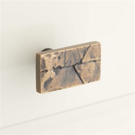 Leaf Pattern Solid Brass Rectangular Cabinet Knob Signature Hardware