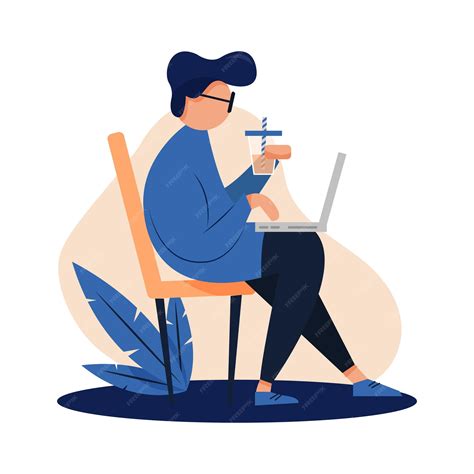 Premium Vector Freelance Man Vector Illustration