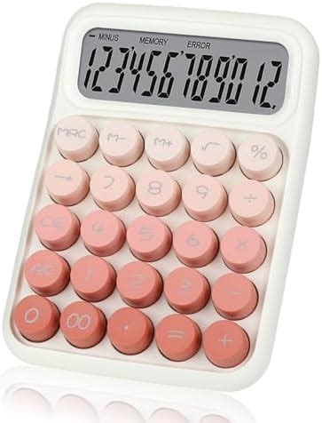 FIOVER Mechanical Switch Calculator Digits Large LCD Display Cute Pink Desktop With Big