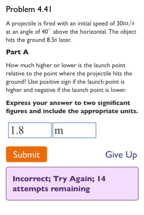 Solved Problem A Projectile Is Fired With An Initial Chegg