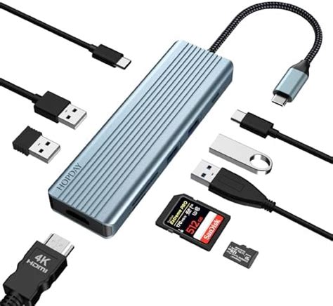 Amazon Com HOPDAY USB C Hub USB C Adapter 10 In 1 MacBook Pro Air Ipad Pro Dongle With 4K