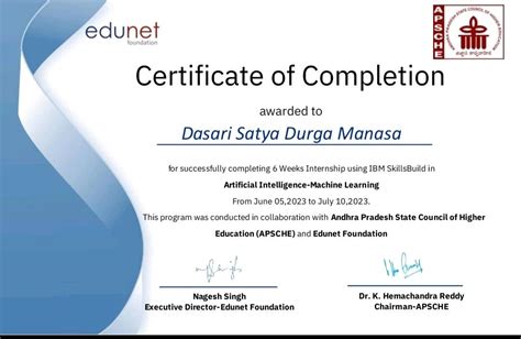 Satya Durga Manasa Dasari On Linkedin Edunet Machinelearning