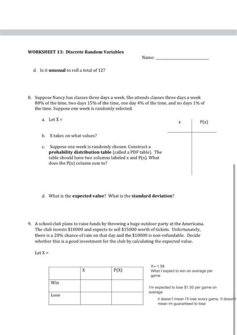 solved name 1 random variable is a variable that takes on