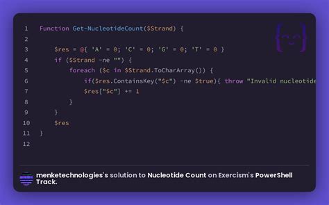 menketechnologies s solution for nucleotide count in powershell on exercism
