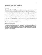 Applying The Code Of Ethics Docx Applying The Code Of Ethics Scenario The Practice