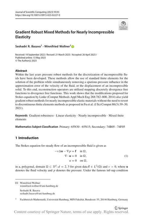 Pdf Gradient Robust Mixed Methods For Nearly Incompressible Elasticity