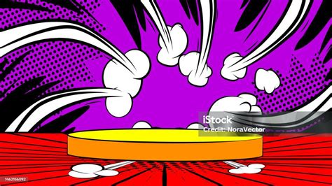 만화 연단 무대 모형 프레젠테이션을 위한 만화책 제품 장면 받침대 벡터 그림 추상 플랫폼입니다 빈티지 질감 배경 가격에 대한 스톡 벡터 아트 및 기타 이미지 Istock