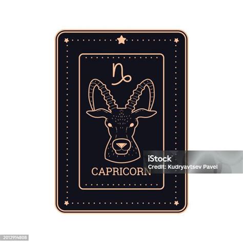 염소자리 점성술 조디악 기호 라인 아트 벡터 일러스트 레이 션과 블랙 카드 염소자리에 대한 스톡 벡터 아트 및 기타 이미지 염소자리 검은색 그래픽 프린트 Istock