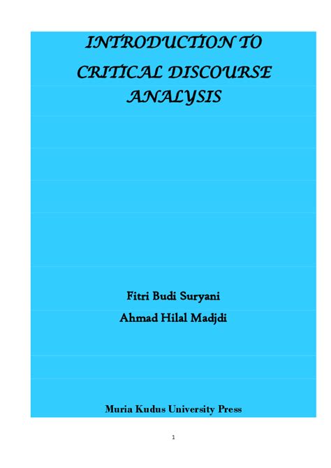 pdf introduction to critical discourse analysis achmad hilal madjdi