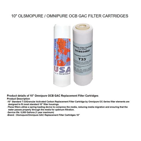 Hydro Premier Olsmopure Omnipure Ocb Gac 10″ Filter Cartridges