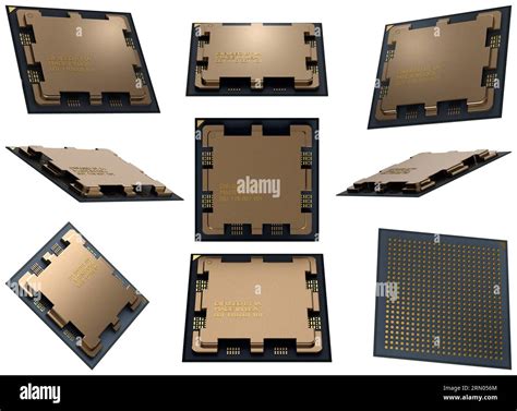 set of modern central computer processors cpu illustrations concept