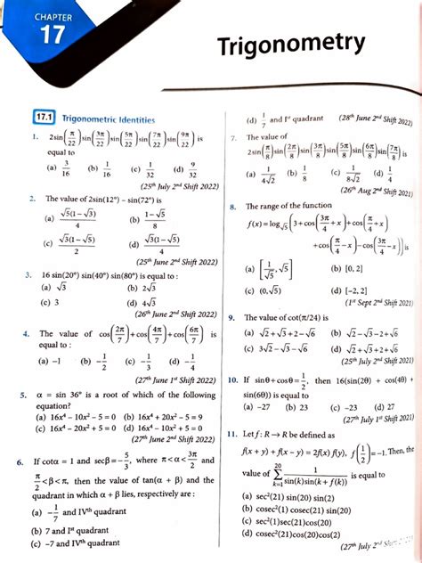 Trigo Pyqs Mains Pdf Function Mathematics Trigonometric Functions
