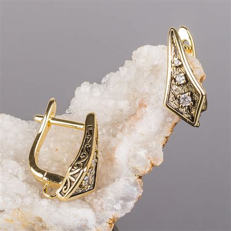 Купить Швензы для сережек с Фианитами Золото покр тип застежки Английский замок артикул