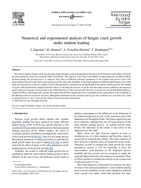 Pdf Numerical And Experimental Analysis Of Fatigue Crack Growth In Elastic Plastic Materials