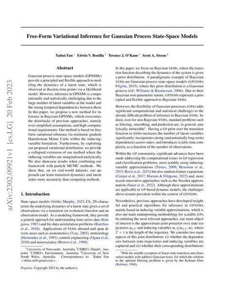 Free Form Variational Inference For Gaussian Process State Space Models