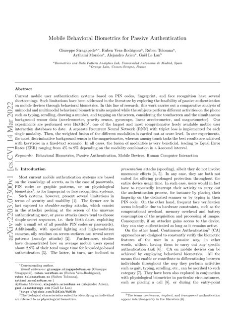 Pdf Mobile Behavioral Biometrics For Passive Authentication
