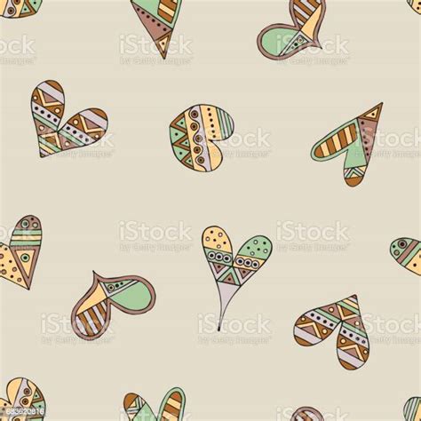 벡터 손으로 그려진된 완벽 한 패턴 장식 양식된 유치 한 마음 낙서 스타일 부족 그래픽 그림 귀여운 빈티지 색상에서 손을 낙서 만화 스케치 삽화의 시리즈 가을에 대한 스톡