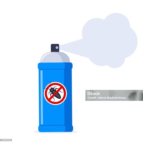 파란색 병에 구충제 스프레이 바퀴벌레 및 다른 곤충으로부터의 보호 벌레 물림 예방을위한 에어로졸 벡터 그림입니다 곤충에 대한 스톡 벡터 아트 및 기타 이미지 Istock