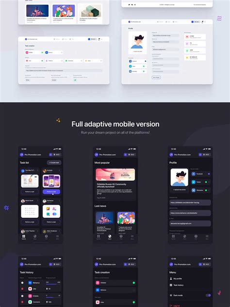 亮、暗两种模式响应式网页ui模板，作品展示网站figma源文件下载