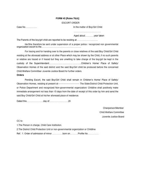Form 45 Escort Pdf