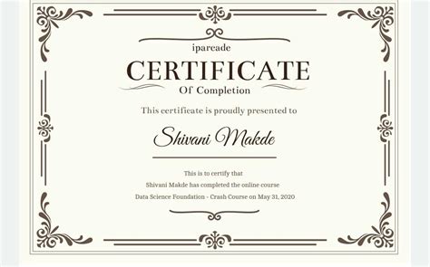shivani makde on linkedin certificate of completion crash course on