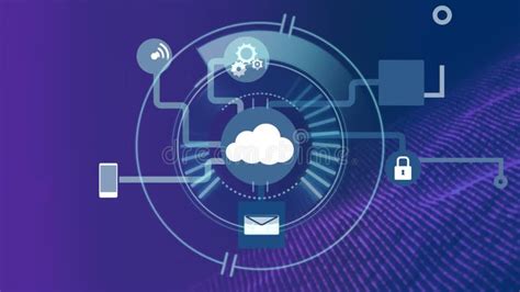 Animation Of Icons Flowchart Over Loading Circles And Dynamic Wave Pattern On Blue Background