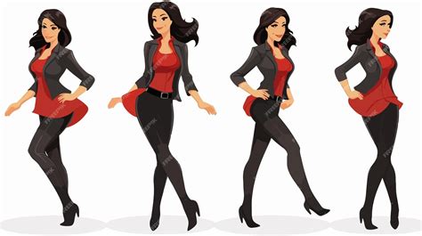 Seductive Cartoon Woman In Glamorous Pose Vector Illustration Premium