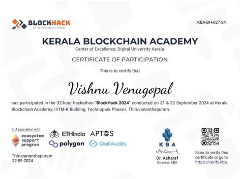 Vishnu Venugopal On Linkedin Keralablockchainacademy Iiitmk Hackathon Projectmanagement