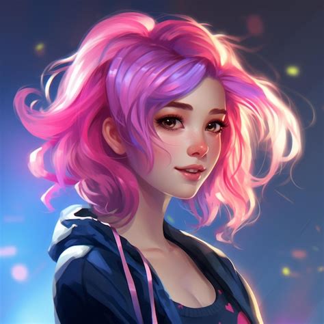Premium Ai Image Futuristic Anime Girl With Vibrant Hair Generative Ai