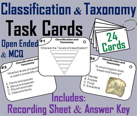 classification and taxonomy task cards teaching resources