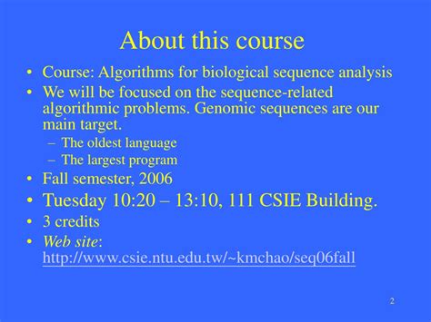 Ppt Algorithms For Biological Sequence Analysis Course Overview Powerpoint Presentation Id
