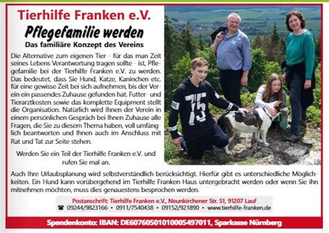 Pflegefamilie Werden Stadtanzeiger Auerbach Tierhilfe Franken E V