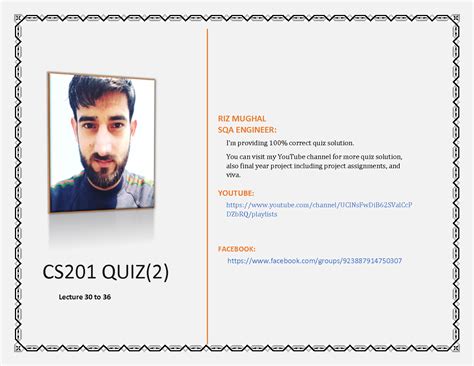 SOLUTION Cs201 Grand Quiz Solved By Sonu Studypool