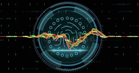 Animation Of Fingerprint And Scope Scanning Over Data Processing Stock