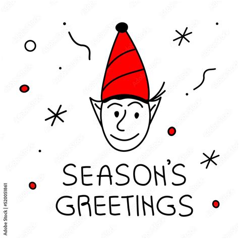 Merry Christmas Avatars Head Elf Or Gnome And Lettering Seasons